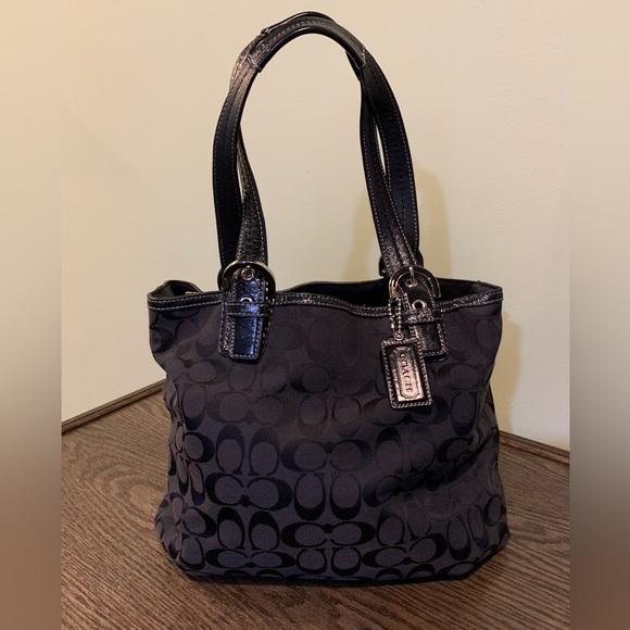 Coach | Bags | Coach Black Soho Signature Monogram Tote | Poshmark
